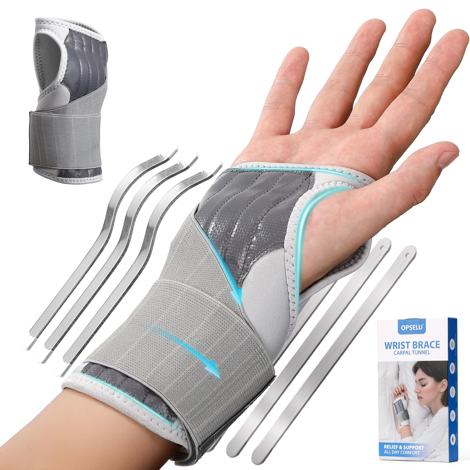 OPSELU Carpal Tunnel Wrist Brace Night Support Fit Right Hand for Work ...