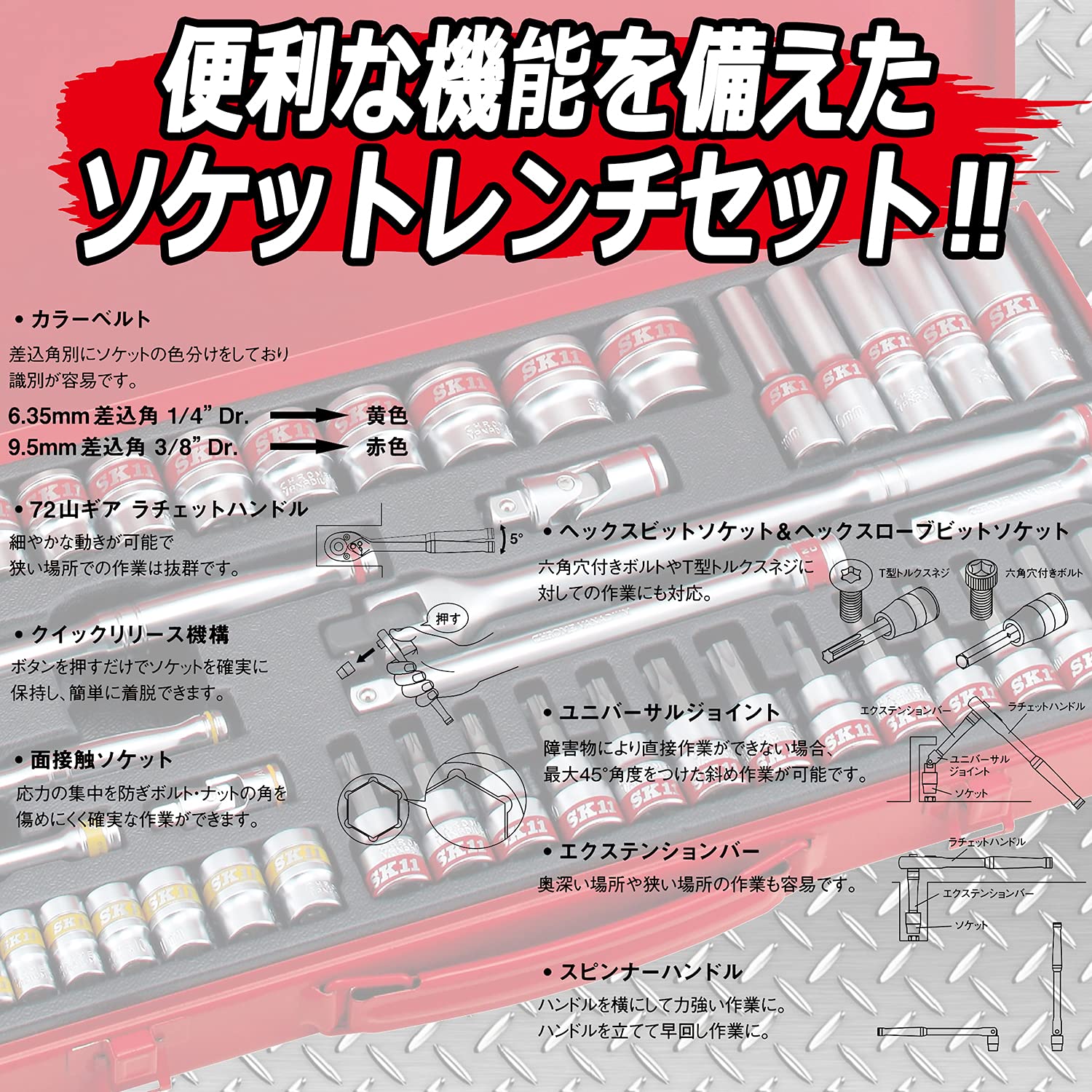 Mua SK11 Socket Wrench Set TS-2352M Insertion Angle: 0.25 inch (6.3 mm ...
