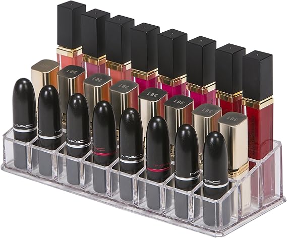 Clear Acrylic Lipstick Holder | Lip Gloss Organiser Tray | Case Display ...