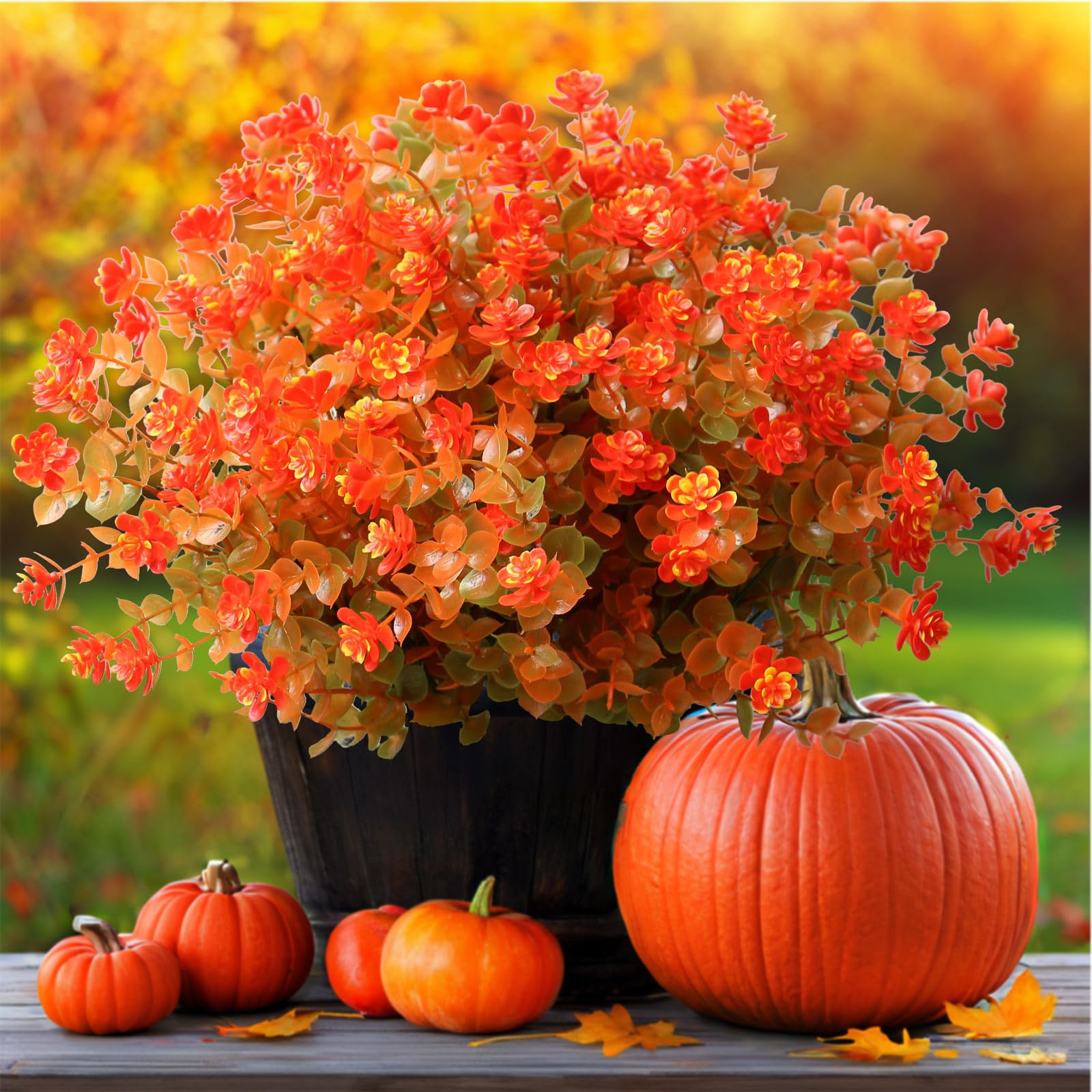 Realistic Artificial Fall Flowers Mums for Outdoor Decoration UV ...