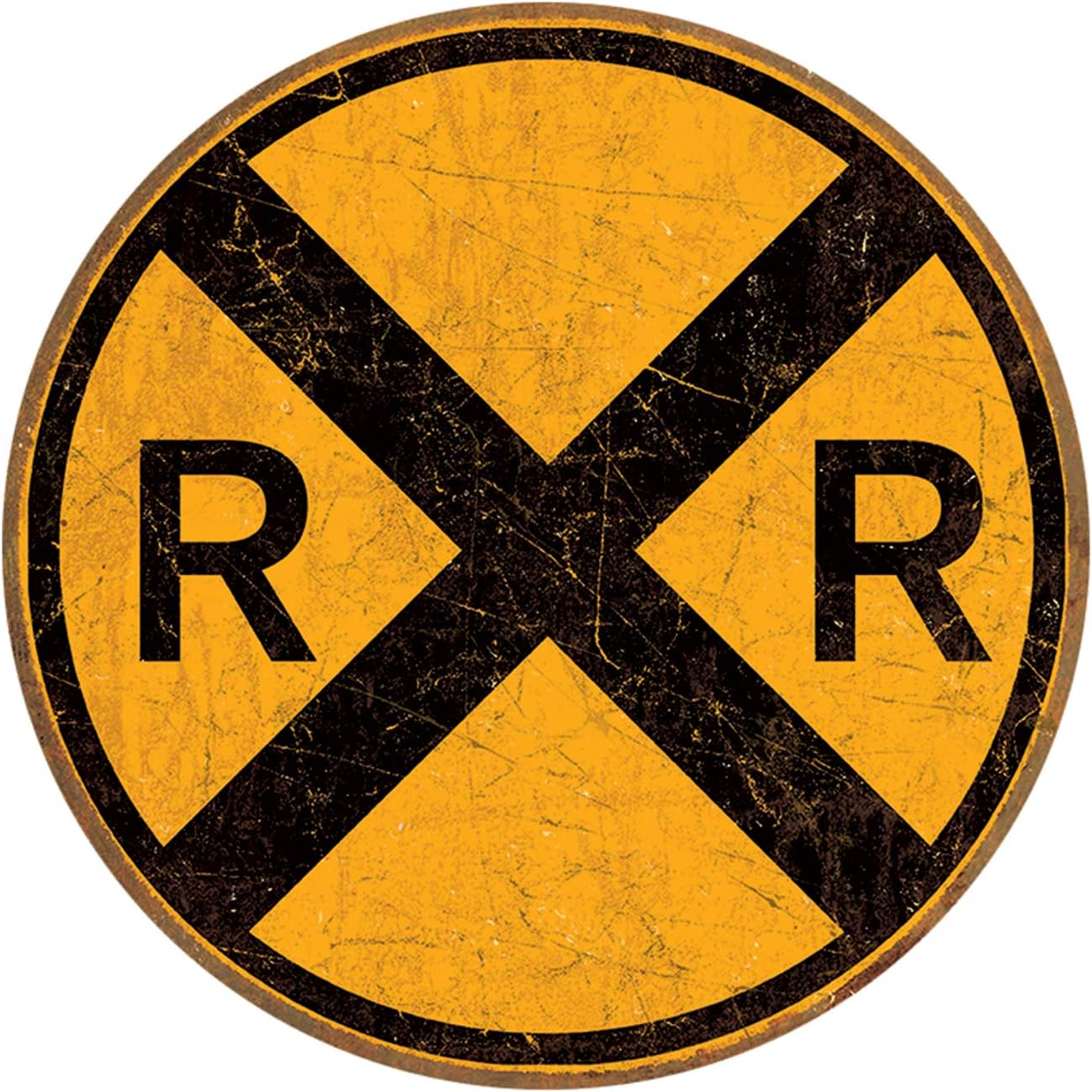 Vintage Style Railroad Crossing 12 Round Metal Sign: Amazon.ca: Toys ...