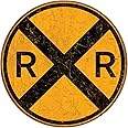 Amazon.com: Vintage Style Railroad Crossing 12" Round Metal Sign : Home ...