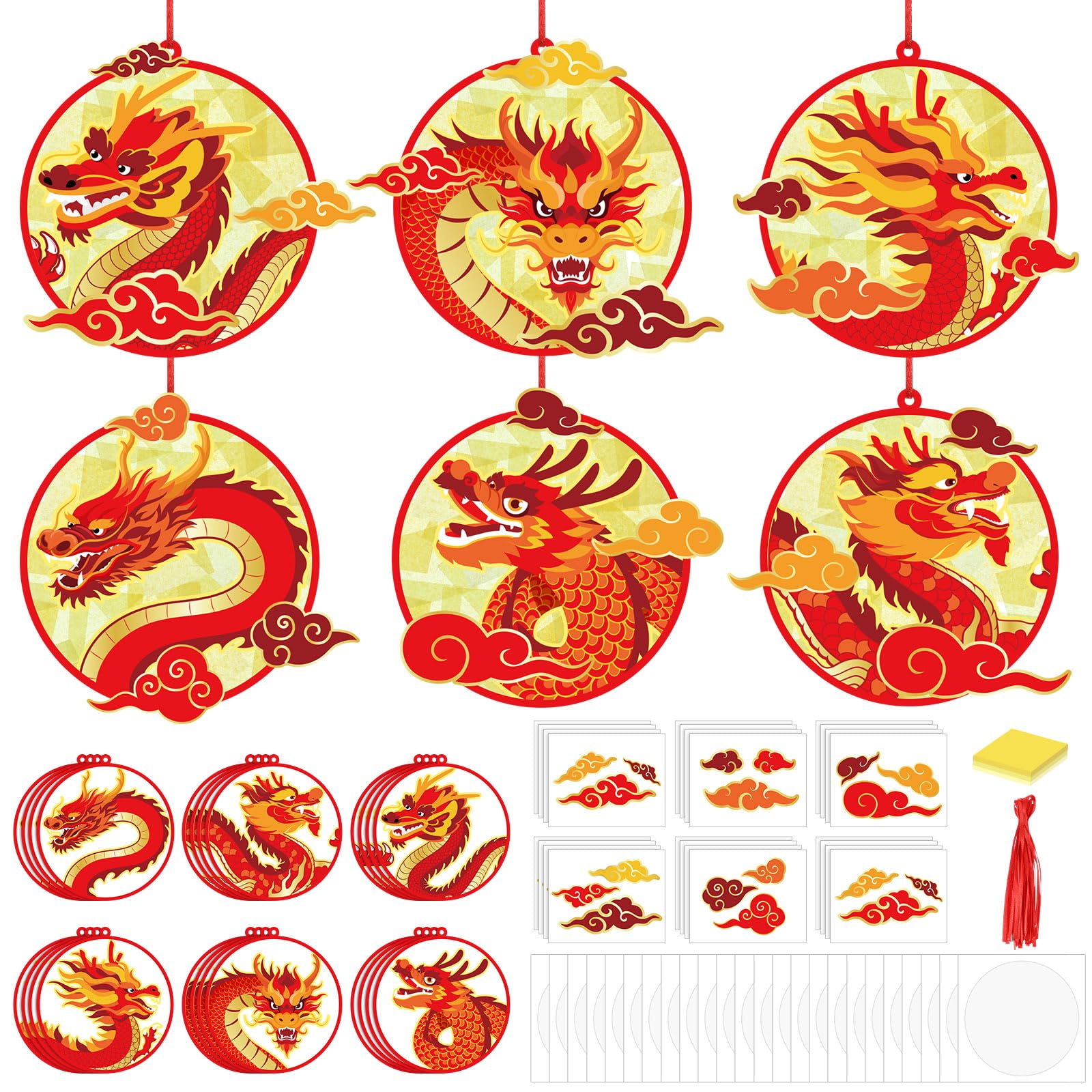 Epakh 24 Sets Chinese New Year Dragon Craft 2025 DIY Chinese Tissue ...