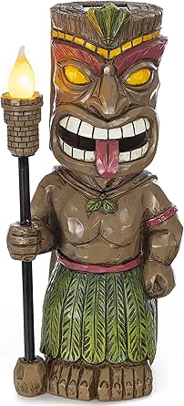 Tiki Solar Powered Outdoor Decor LED Garden Light with Flickering Torch ...