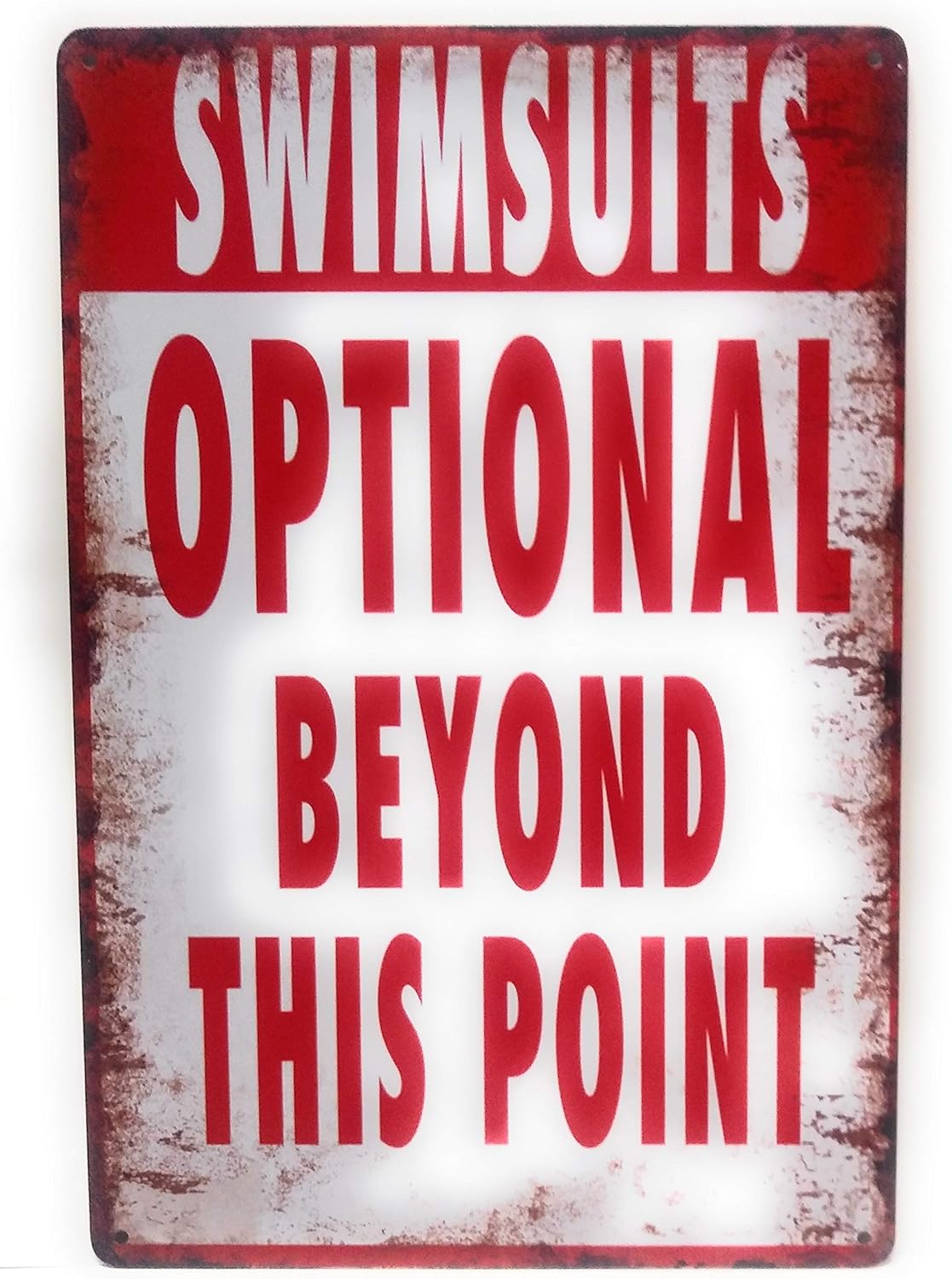 Amazon.com: Swimsuits Optional Beyond This Point Metal Tin Sign, Pool ...