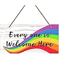 Amazon.com: PETCEE Everyone Is Welcome Here Door Sign - 6"x12" Rainbow ...