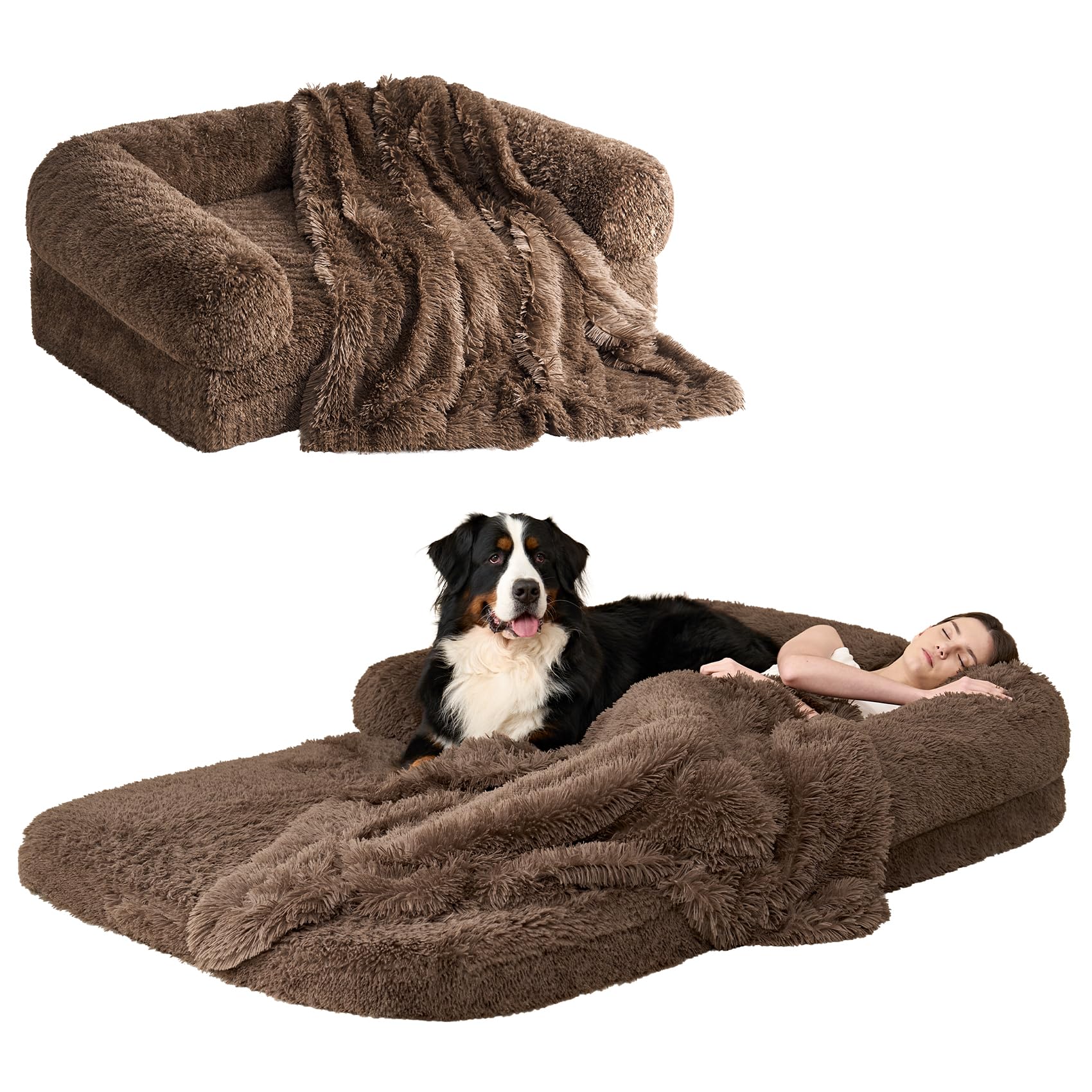 EHEYCIGA Foldable Human Dog Bed for Adult, Orthopedic Memory Foam Dog ...