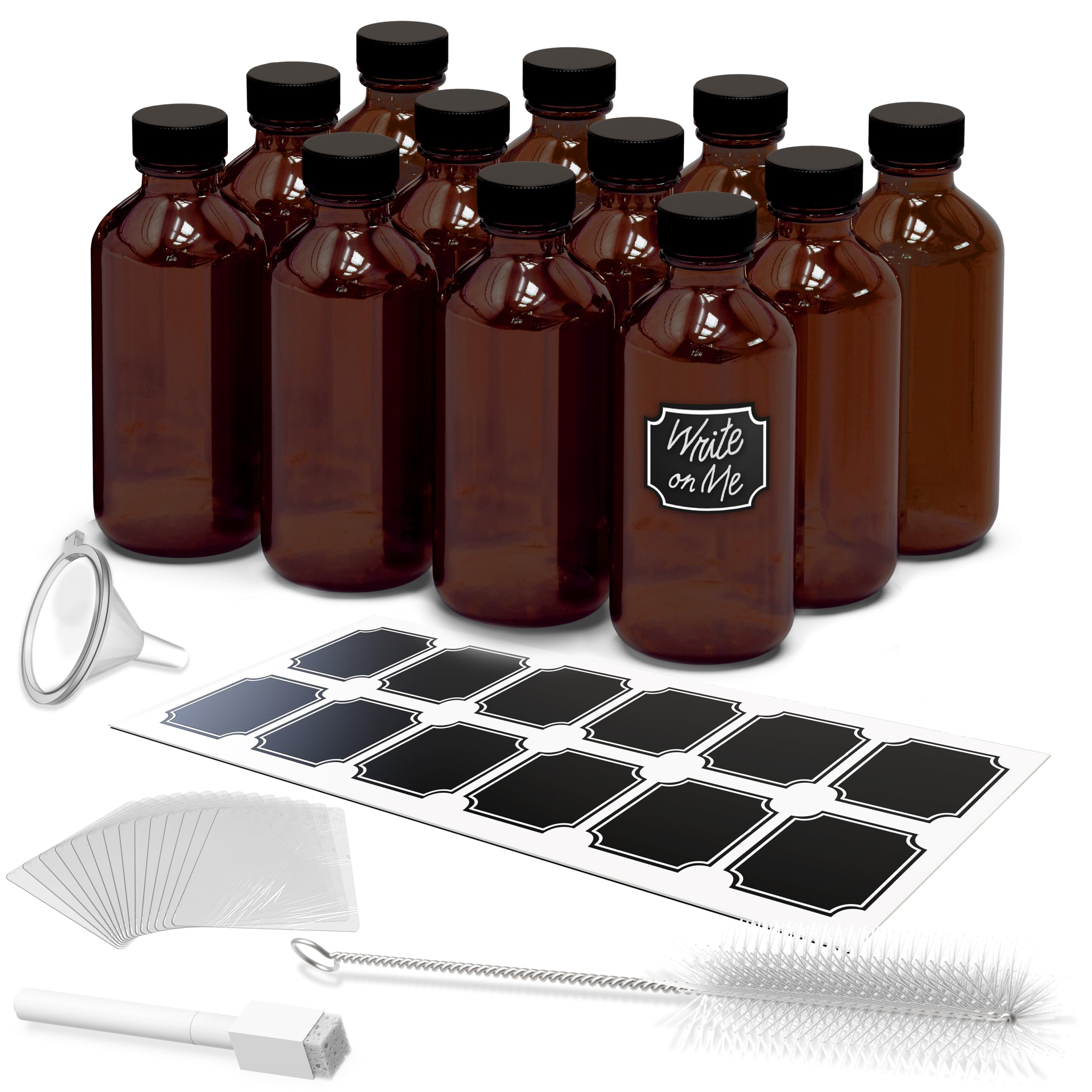 Nevlers 8 Oz Amber Glass Jars with Lids 12 Pack | Leakproof Boston ...