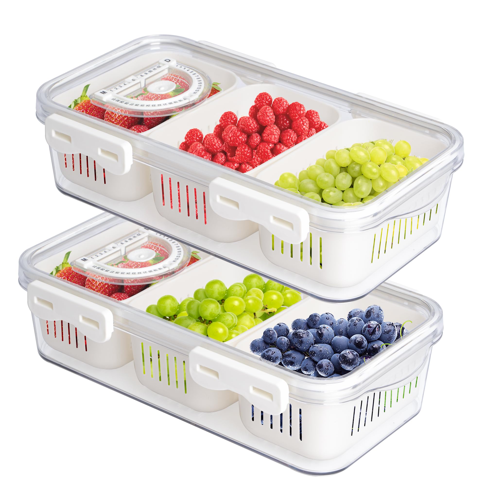 DPCC 2 Pack Clear Snackle Box Container Stackable Divided Serving Tray ...