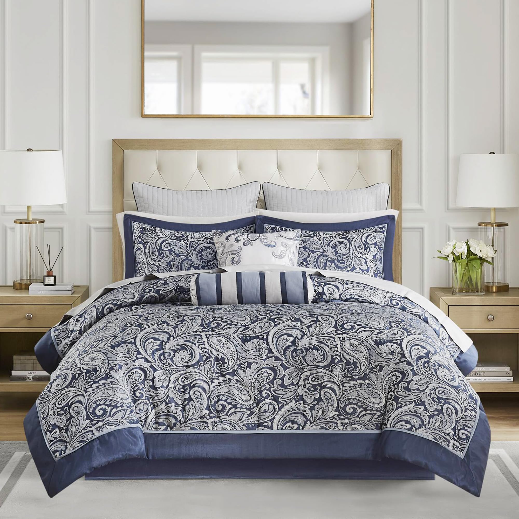 Madison Park Aubrey Cozy Comforter Set, Faux Silk Jacquard Paisley ...