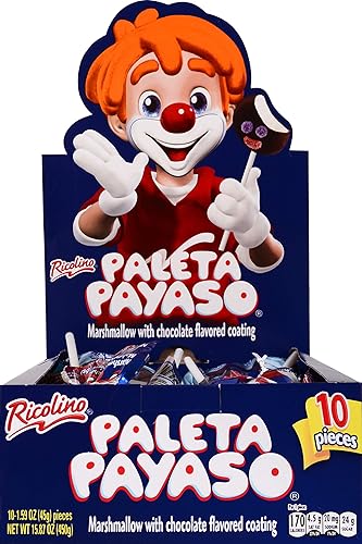 Amazon.com : Paleta Payaso - Chocolate Coated Marshmallow Lollipop with ...