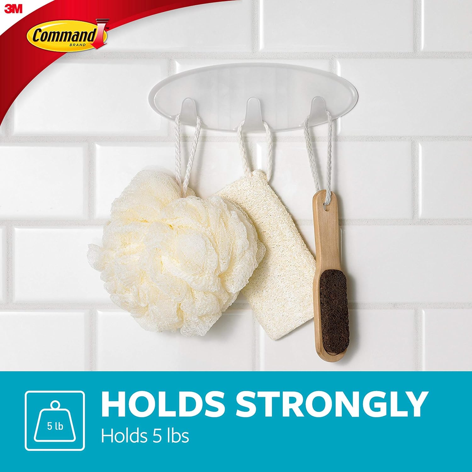 3M Command Bathroom Hook with Water Resistant Strips – Multi-Hook ...