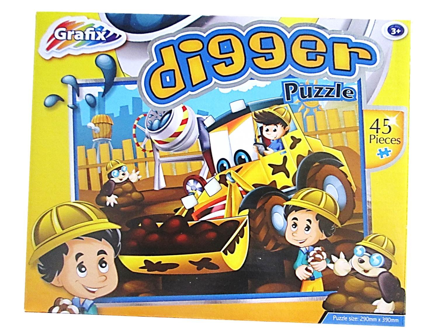 Grafix 45 Piece Digger Jigsaw Puzzle (Approx 29cm x 39cm): Amazon.co.uk ...