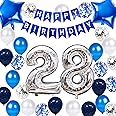 Amazon.com: 28th Birthday Party Decoration Blue for Him, Happy Birthday ...
