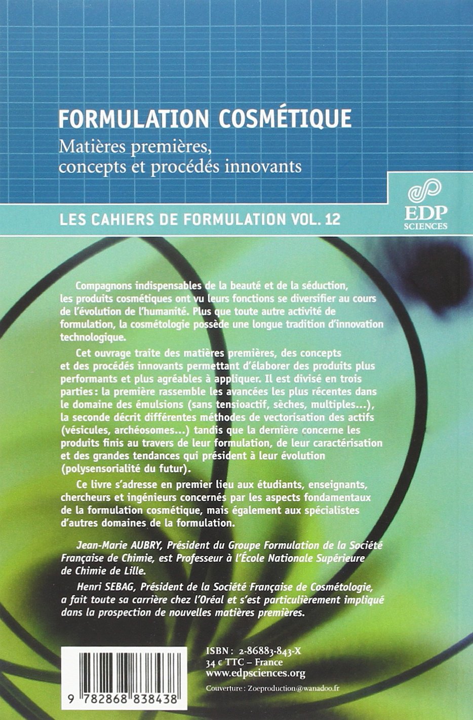 formulation cosmétique matières premières concepts et procédés innovants