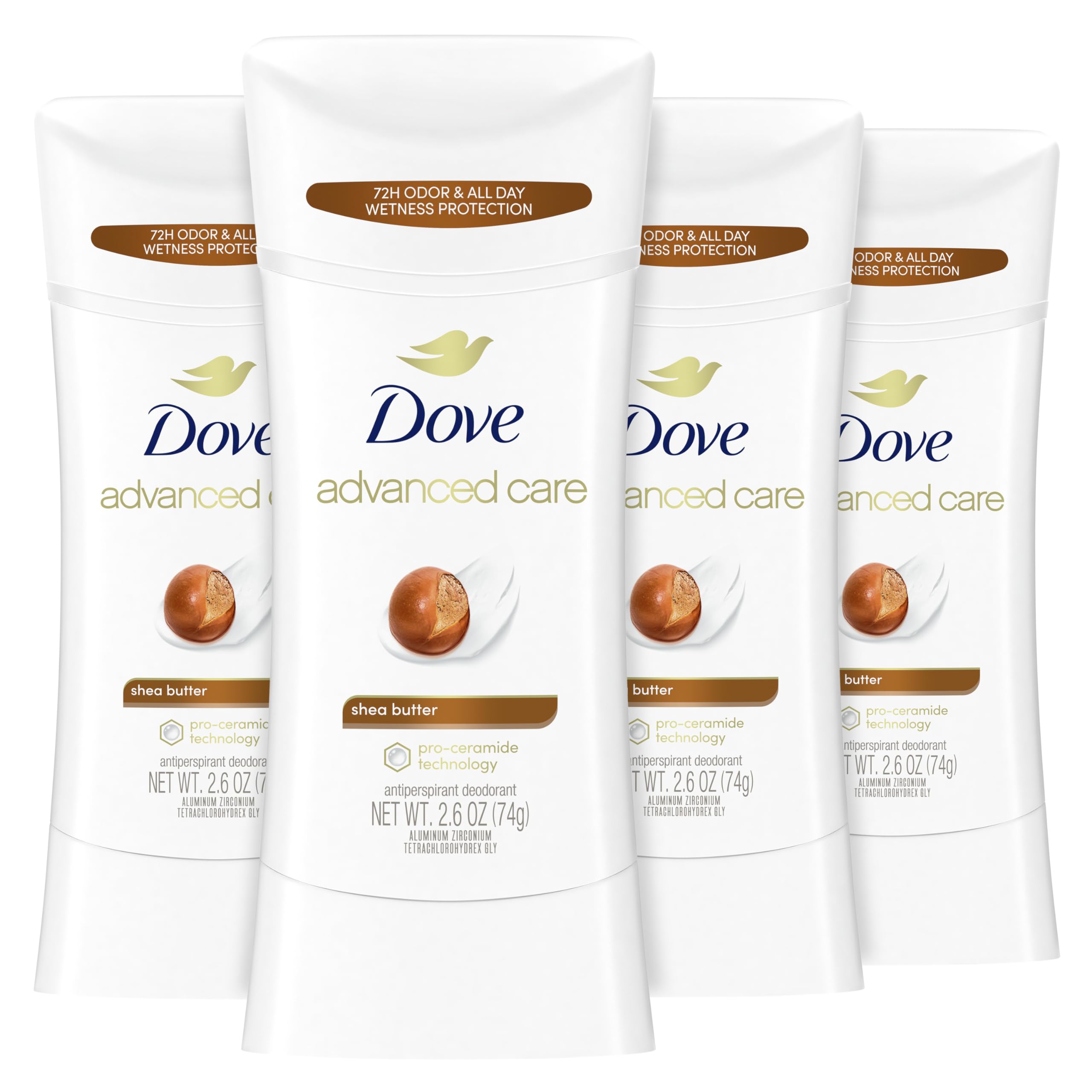 Dove Advanced Care Antiperspirant Deodorant Stick Shea Butter 4 ct with ...