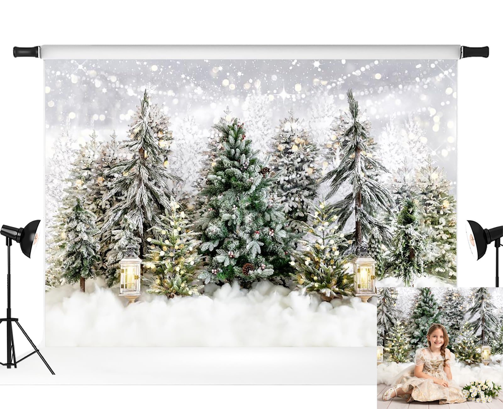 Kate 8x8ft Christmas Backdrop Snow Trees Park Photography Backdrops Home Kids Holiday Decoration ...