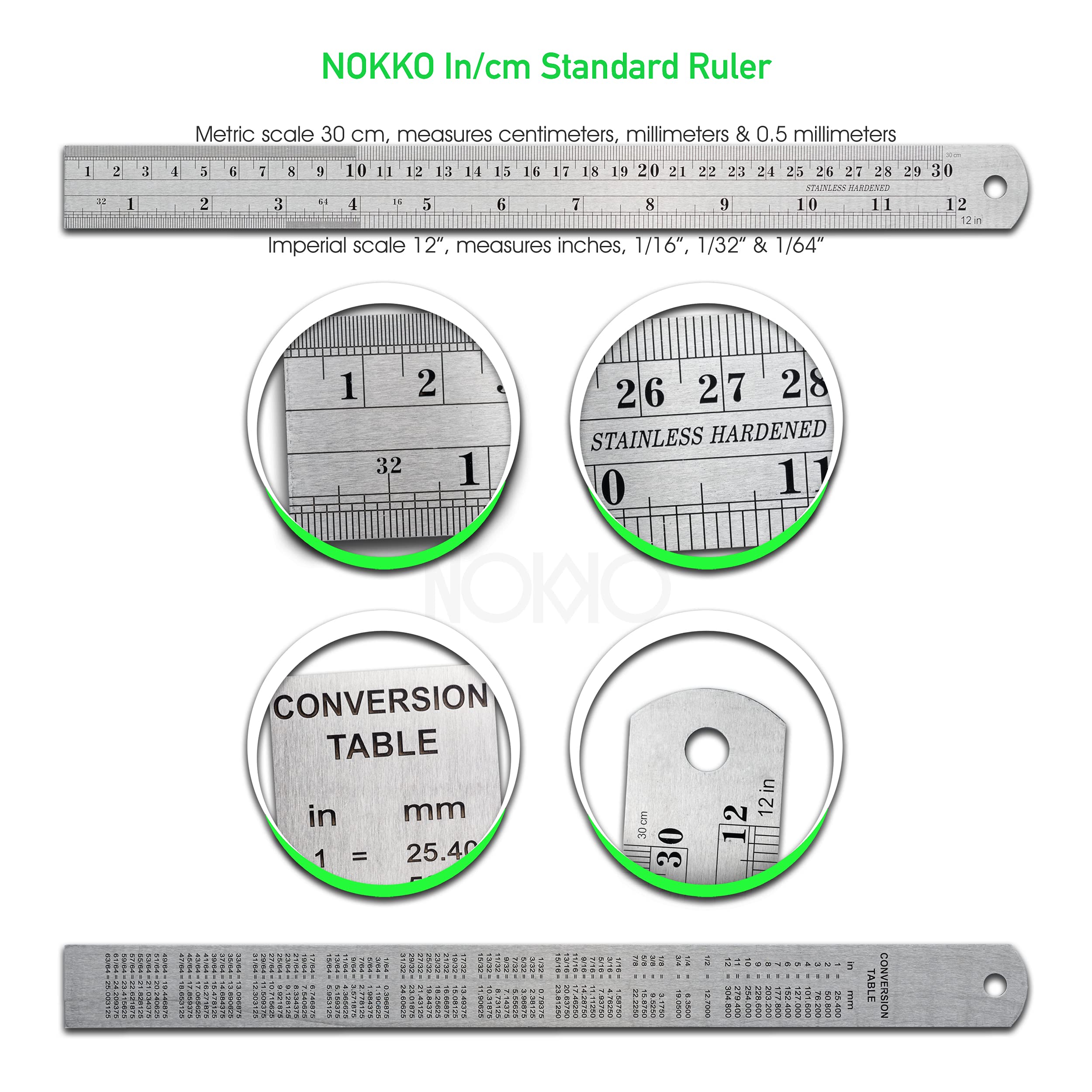 Mua NOKKO Stainless Steel Ruler 10-Pack - Measuring Set of 12-Inch/30cm ...