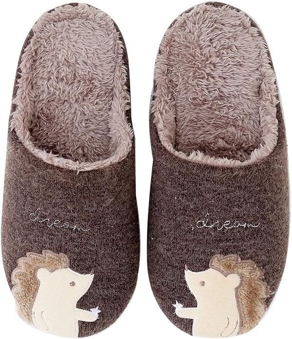 Women's Cute Hedgehog Slippers Warm Memory Foam Cotton Home Animal ...