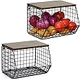 Amazon.com: Wetheny 2pcs Fruit Basket Onion Storage Wire Basket with ...