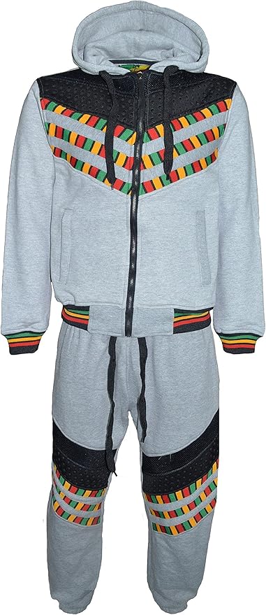 Rasta Tracksuit Bottoms and Hooded Jacket 2 Piece Set (X-Large, Light ...