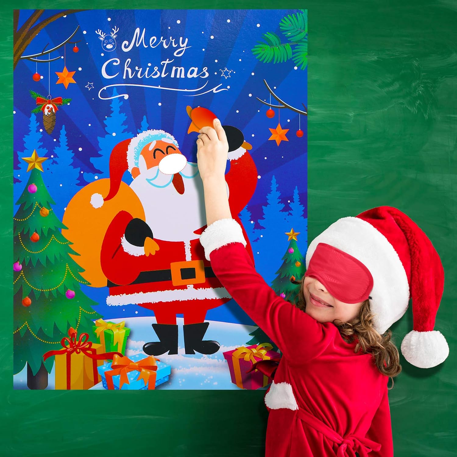 SKYLETY Christmas Party Games Pin the Nose Game on Santa Claus Fun Xmas ...
