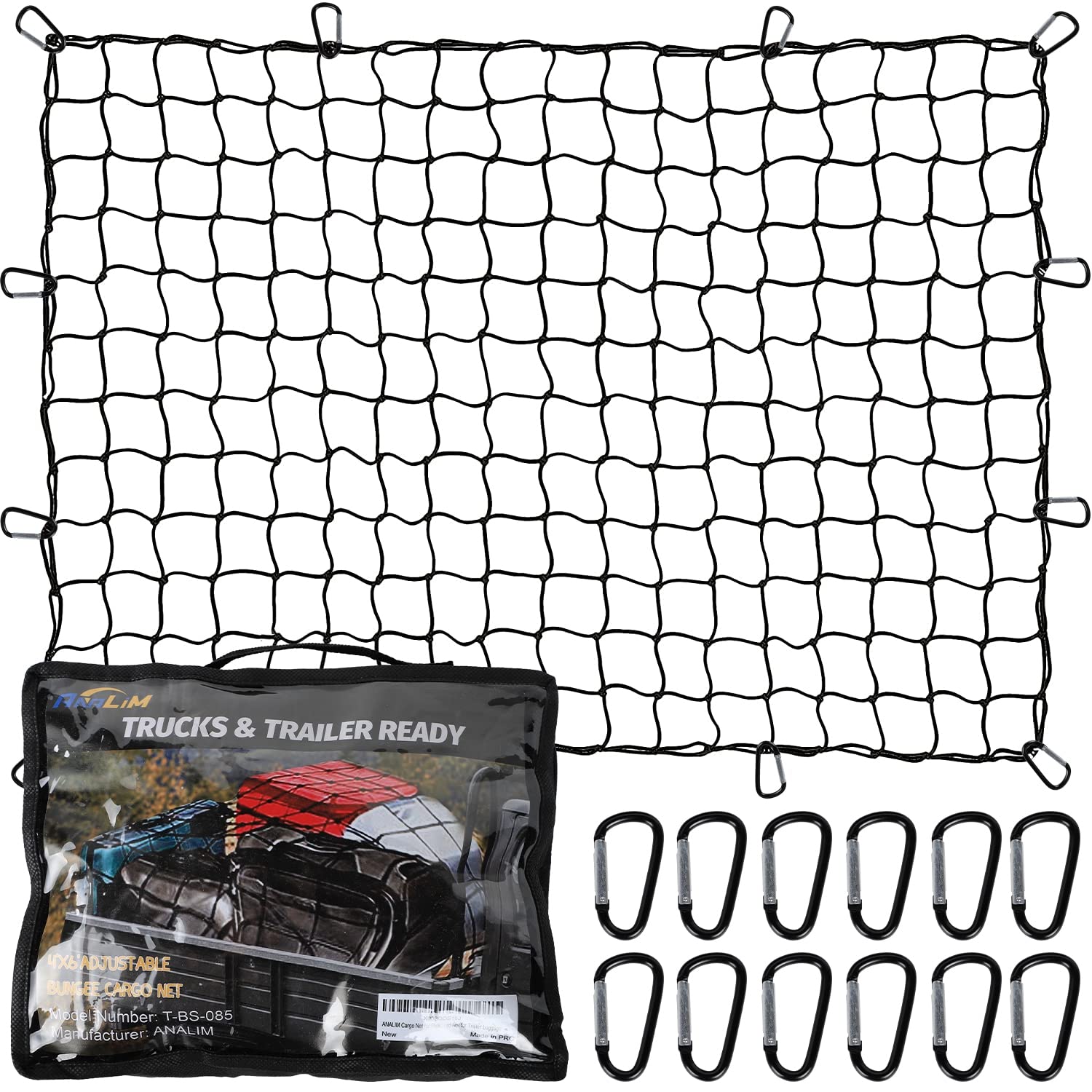 ANALIM Cargo Net for Pickup Truck Bed, 4' x 6' Stretches to 8' x 12 ...