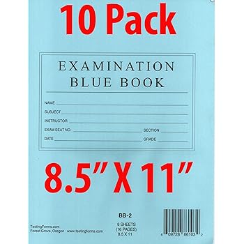 Amazon.com : TestingForms.com 8.5" x 11" Examination Blue Book 8 Sheets ...