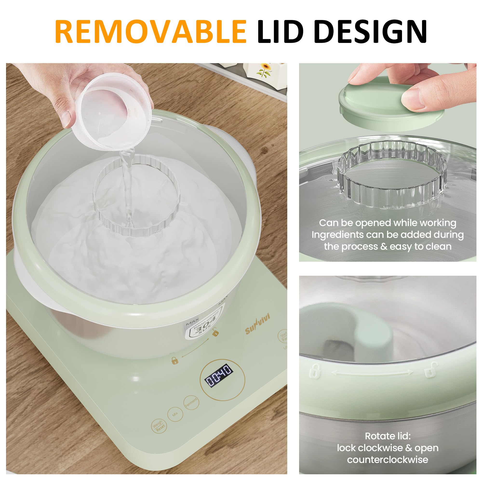 Mua Sunvivi Electric Dough Maker with Weighing Function,5.2QT Dough ...