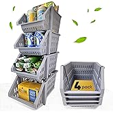 Amazon.com: Skywin TidyFriend Plastic Stackable Storage Bins for Pantry - 4 Pack Stackable Bins ...