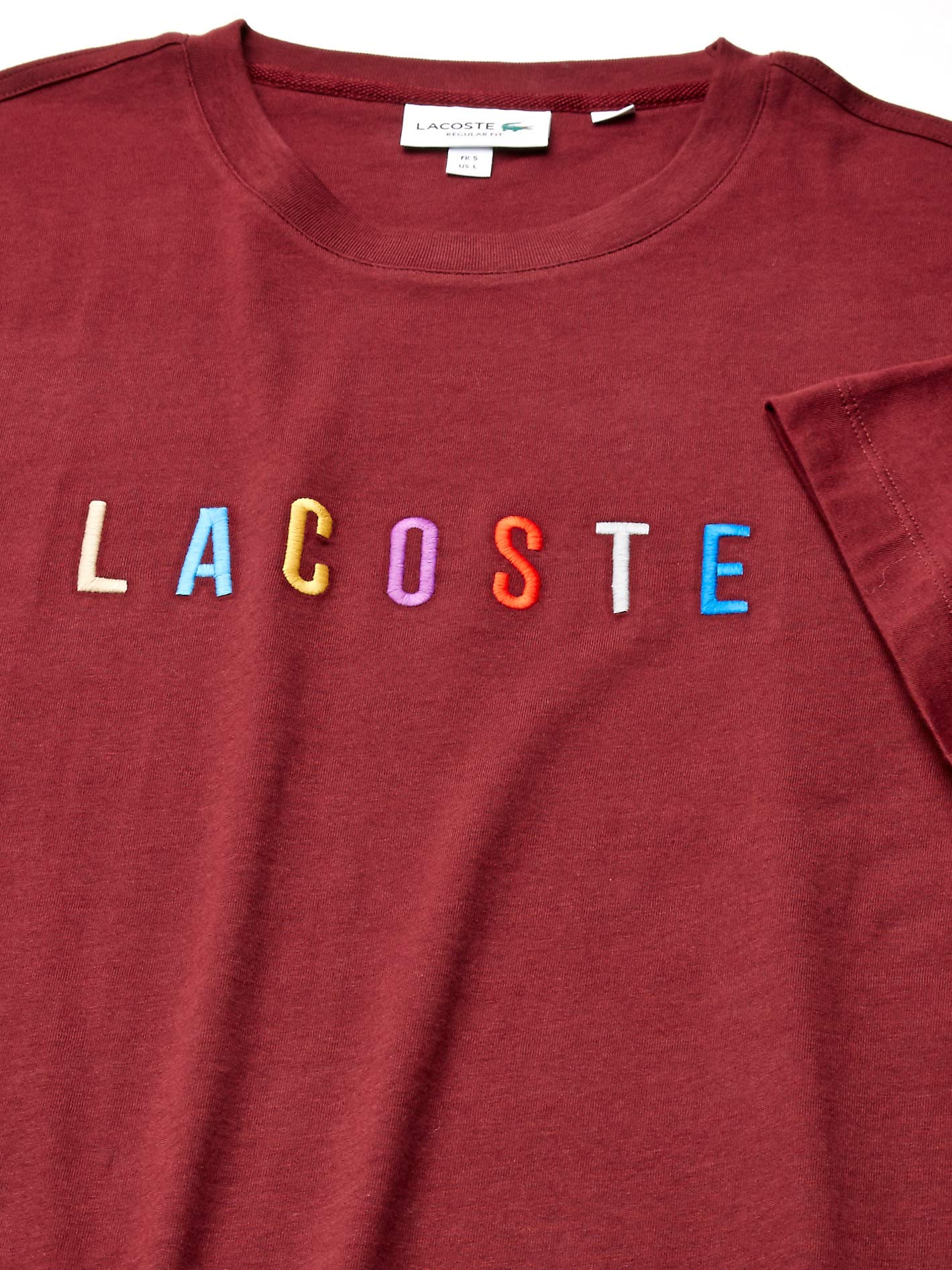 Lacoste Mens Short Sleeve Supple Jersey Rainbow Logo T-Shirt T-Shirt ...