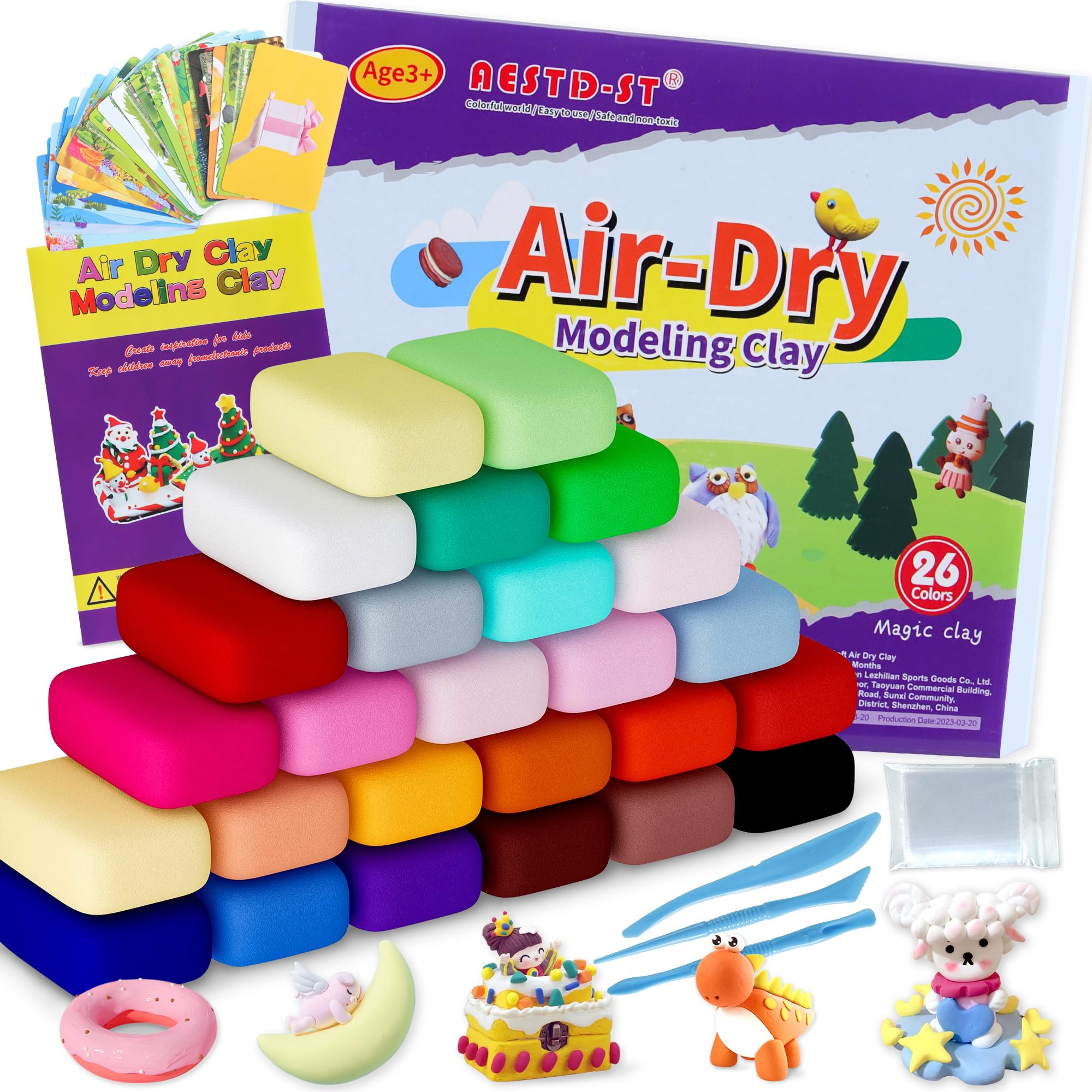 Air Dry Clay 26 Corlors, Modeling Clay for Kids, DIY Soft Magic Clay ...