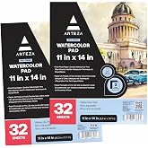 Amazon.com: ARTEZA Watercolor Paper, Pack of 2, 32 Sheets Each, 9x12 ...
