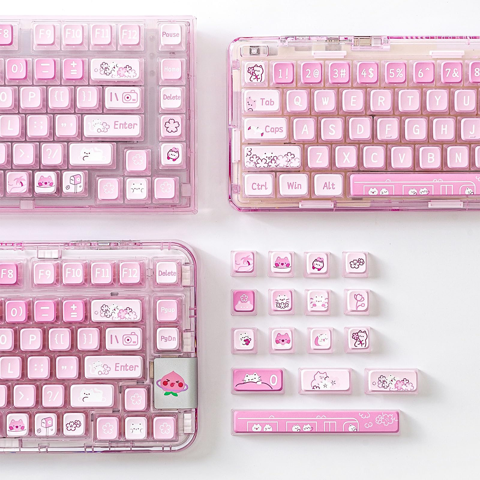 Mua YUNZII Sakura Kitty Dye Sub Keycaps, 120 Pudding Keycaps ...