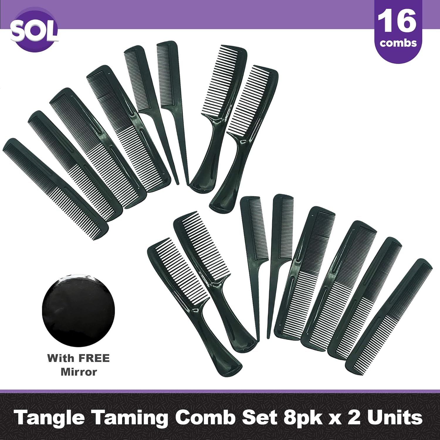 16 piece Professional Hairdressing Comb Set | 4 Assorted Styles and ...