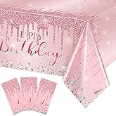 Amazon.com: 3 Pcs Pink and Rose Gold Tablecloths Glitter Diamond Table ...