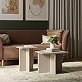 Amazon.com: Stead Square Fluted Nesting Coffee Tables, 2 Piece Coffee ...