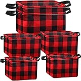 Amazon.com: Boao 6 Pcs Buffalo Plaid Basket Square Storage Basket ...