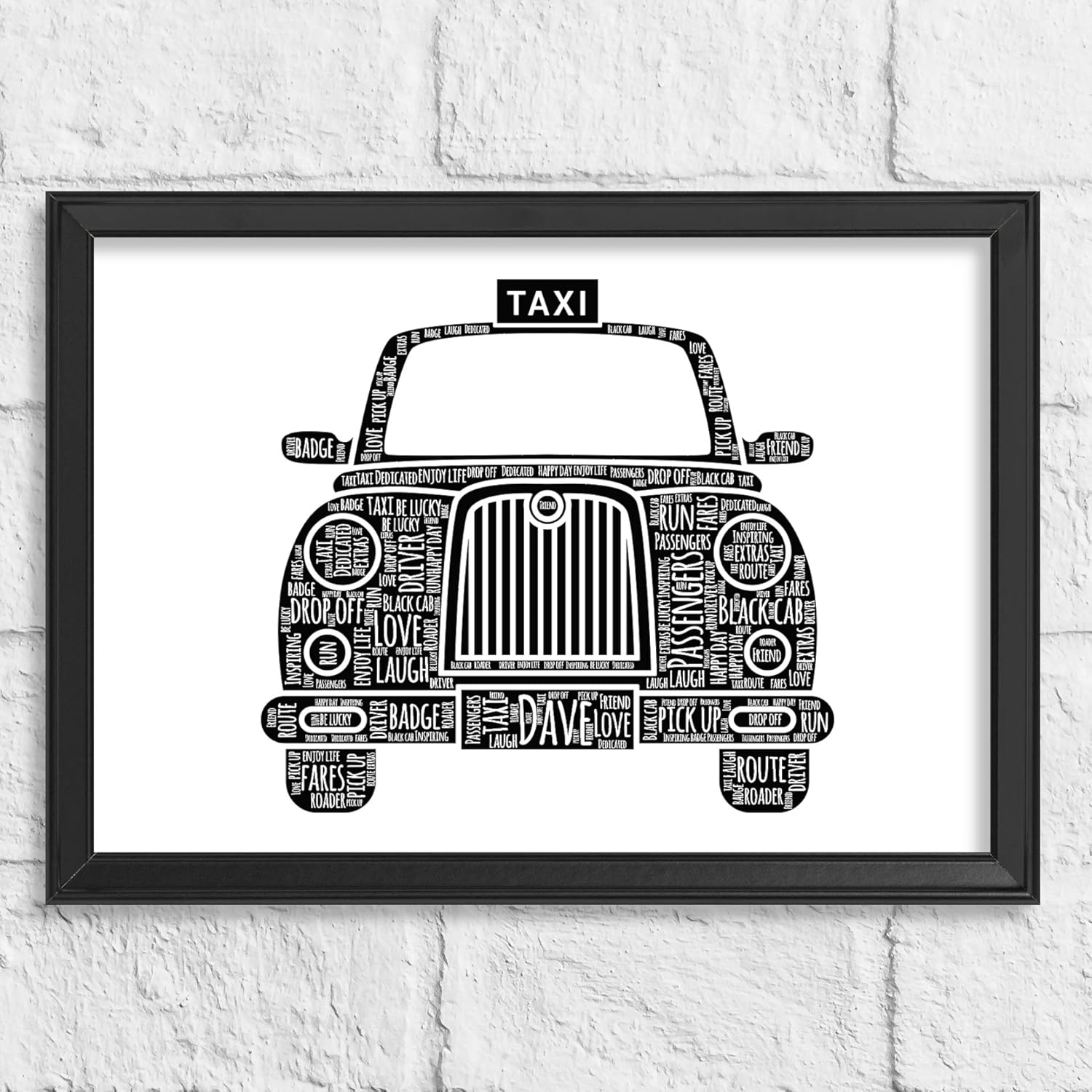 Personalised Taxi Word Art Print - A5, A4, A3 Prints & Framed: Amazon ...