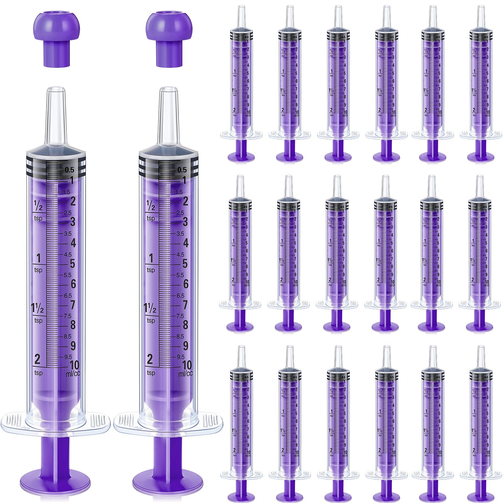TrelaCo 20 Pack 10ml Oral Syringes with Cap for Liquid Plastic Syringe ...