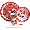 Amazon.com: Peanuts Snoopy Fun Times 5-Piece Bamboo Melamine Dinnerware ...