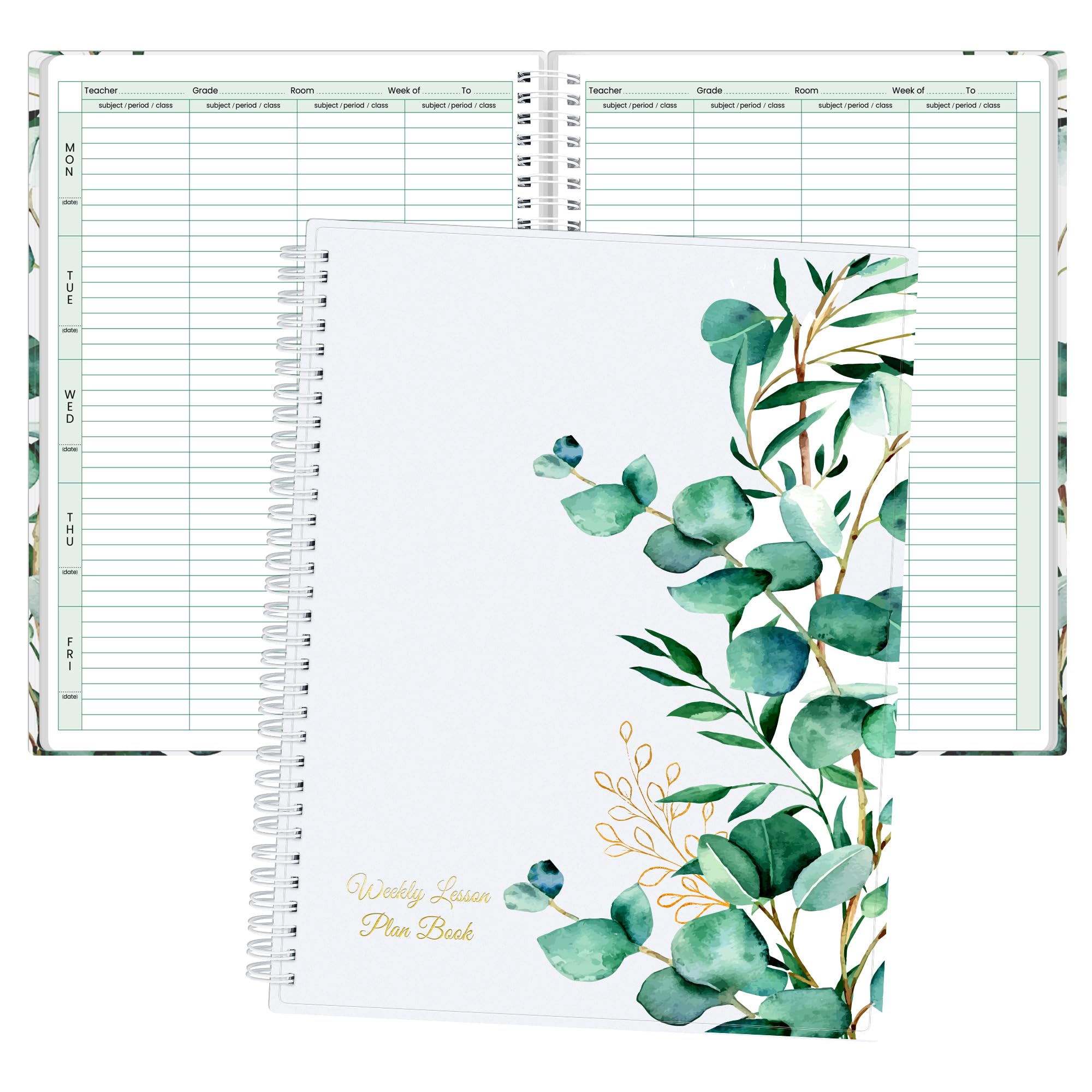 SUNEE 8 Period Teacher Lesson Plan Book - Days Vertically, Undated ...