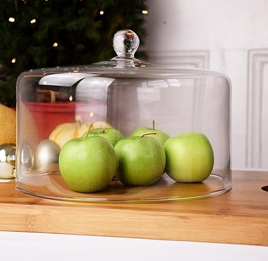 Large Glass Square Cake Cheese Dome Plate Cover 19 x 26 cm Roma ...