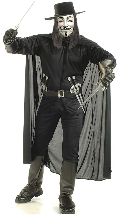 Buy V For Vendetta Complete Costume, Black, Standard Online at Low ...