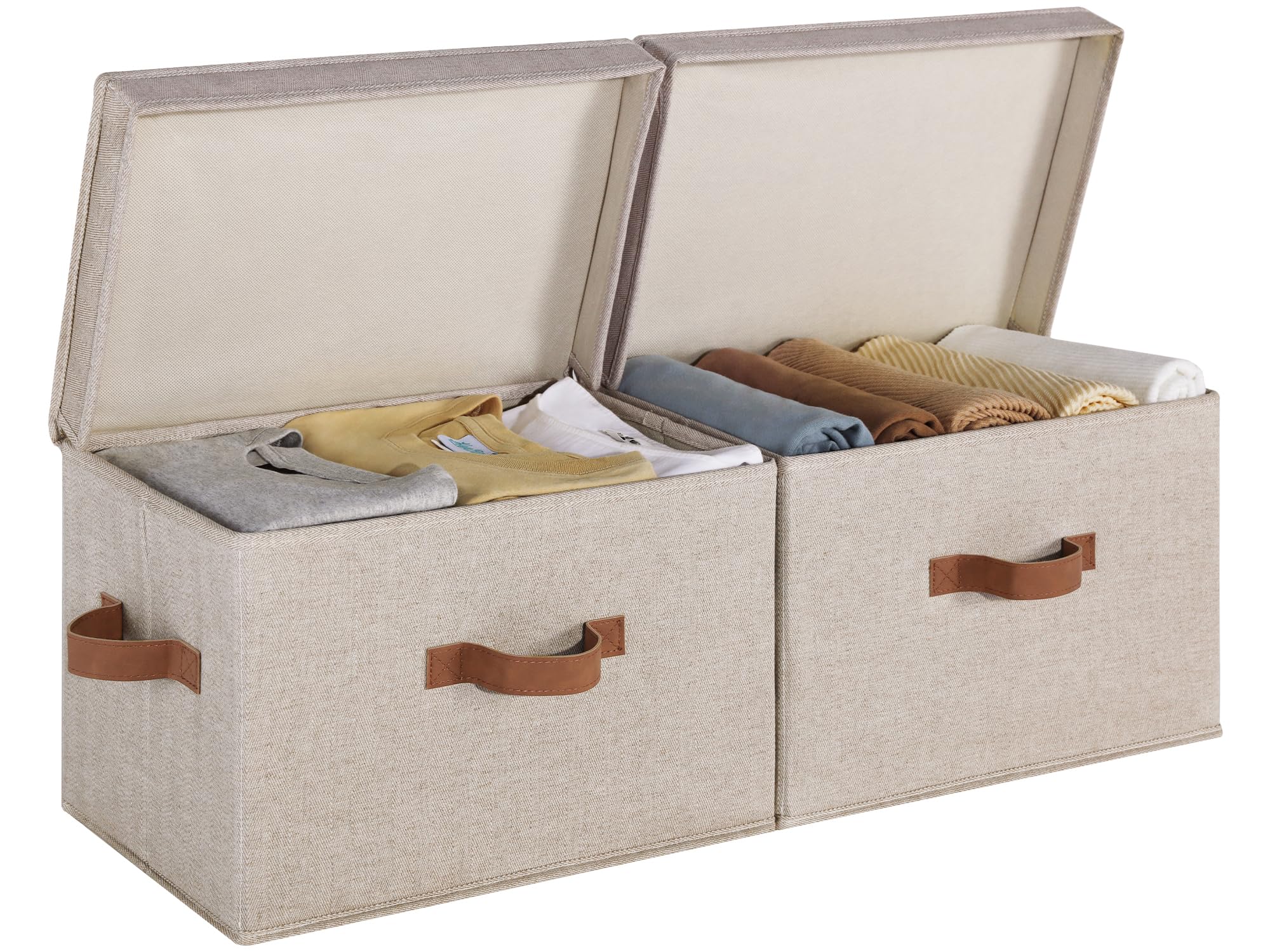 StorageWorks Fabric Storage Bins with lid, Decorative Boxes for Shelves ...