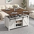 Amazon.com: ONBRILL Farmhouse Lift Top Coffee Table with Sliding Barn Door,Rustic Center Table ...