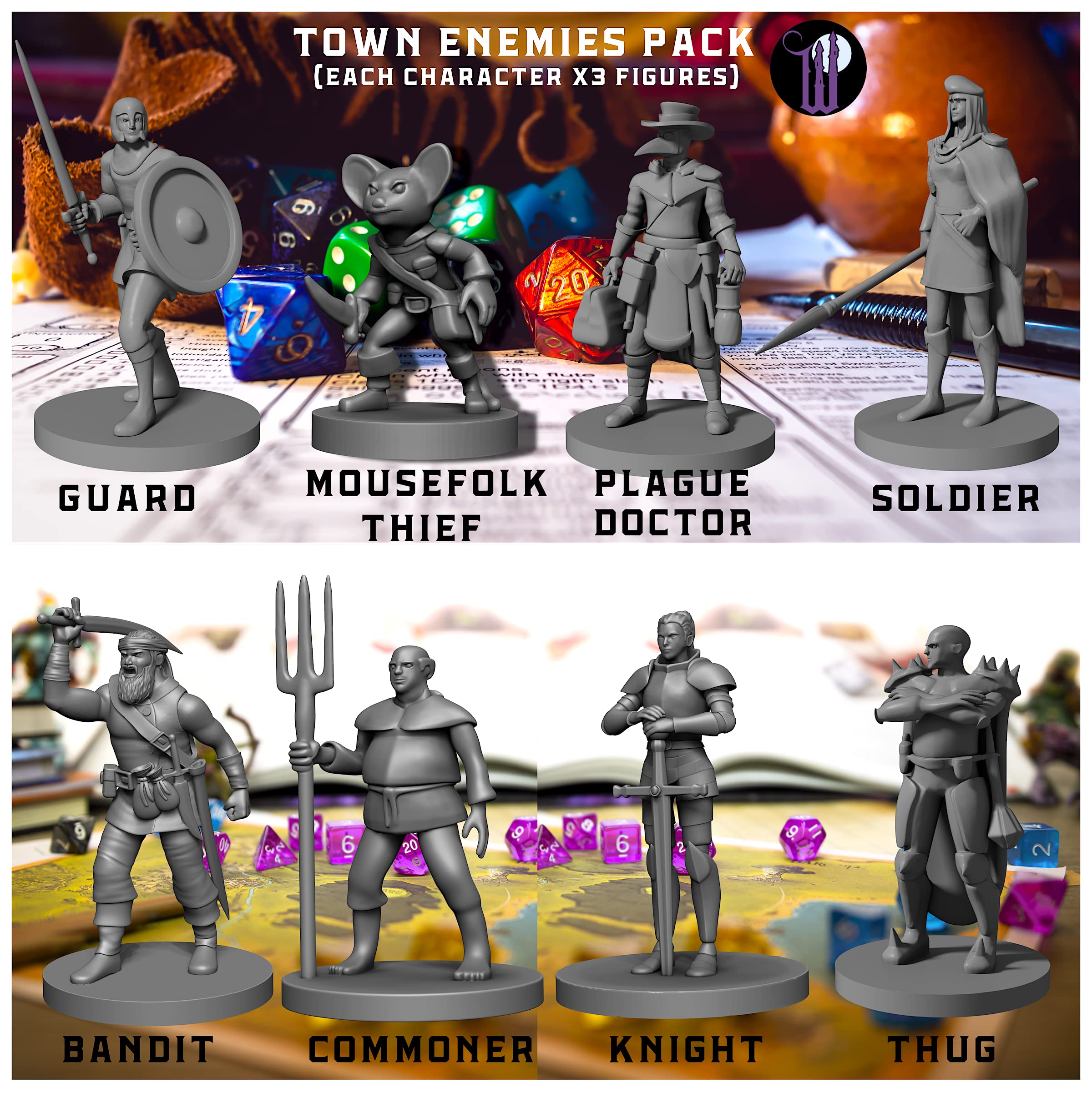 Mua 24 Miniatures Town Enemies for DND Monster Miniatures 28mm Fantasy ...