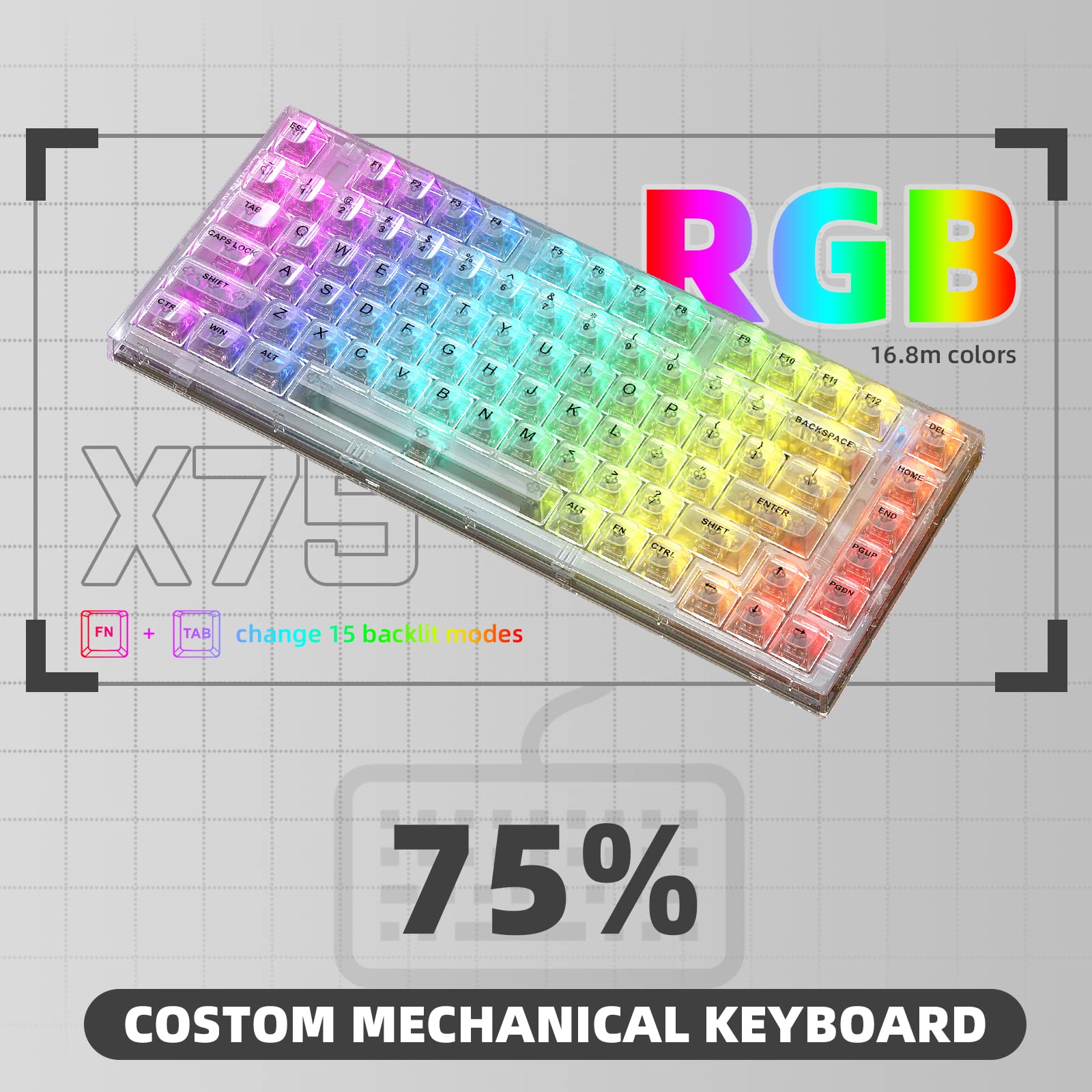 Mua X75 Hotswap Mechanical Gaming Keyboard with USB C Coiled Cable,TKL ...