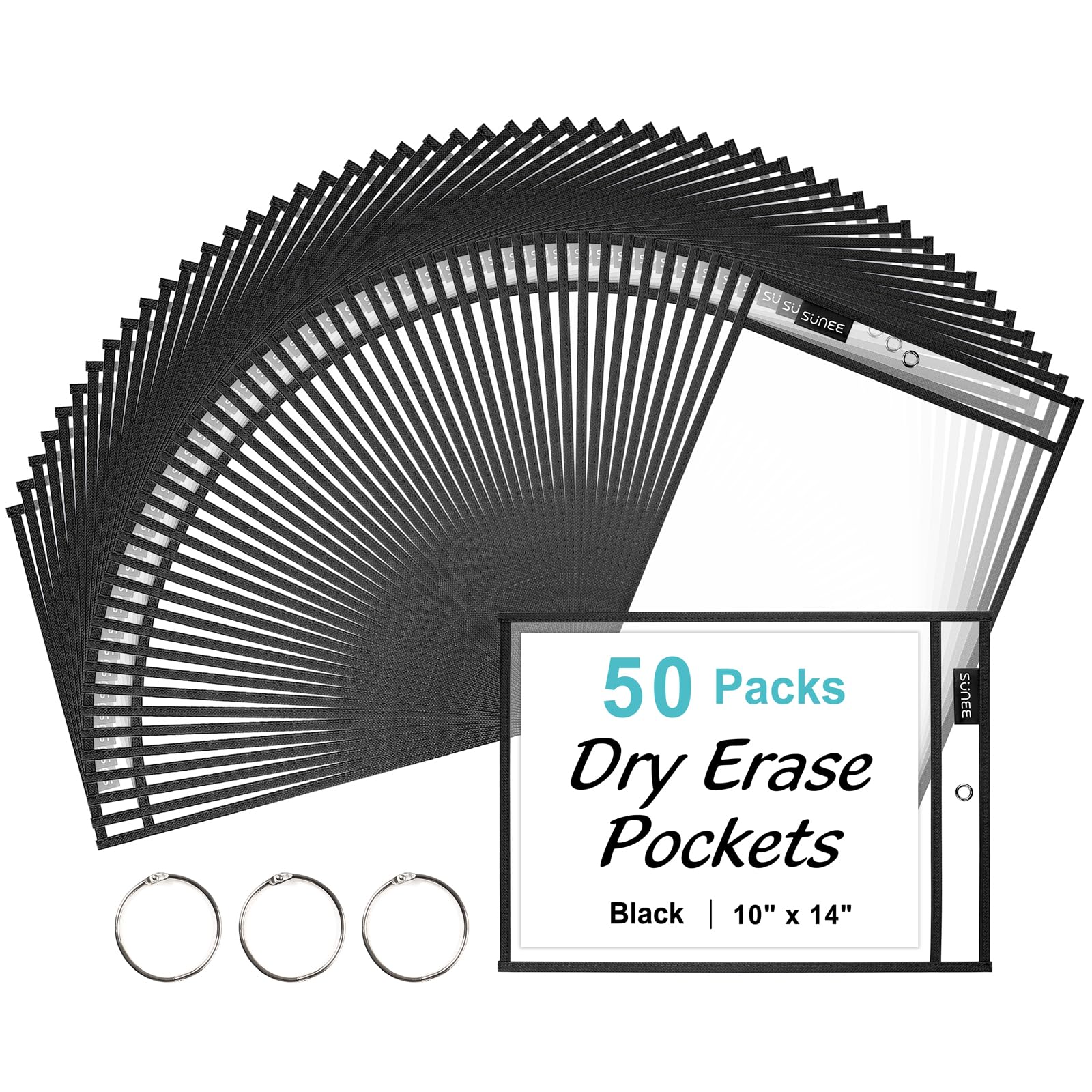 Dry Erase Pocket 5 Pack 5x8 Inch Job Ticket Holders Heavy Duty Black ...