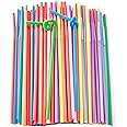 Amazon.com: 150 Pcs Colorful Plastic Long Flexible Straws - 0.23 ...